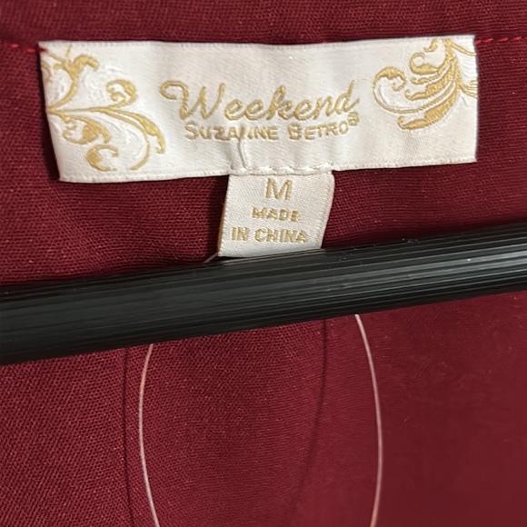 Suzanne Betro | Tops | New Weekend By Suzanne Betro Red Foil Diagonal ...